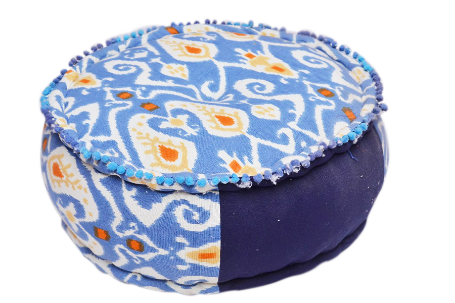 Traditional Decorative Blue Round Pouf Ottomans in Modern Designs ...