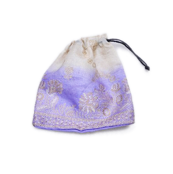 Designer Blue And White Handmade Pouches With The Zari - VedIndia.com